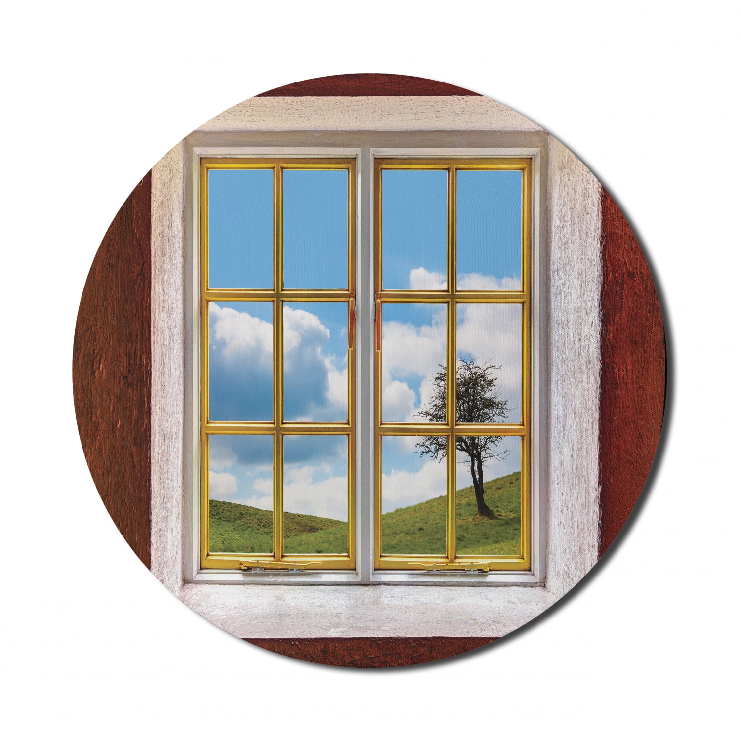 Rustic Mouse Pad for Computers, Meadow Grass with Tree Through Window ...