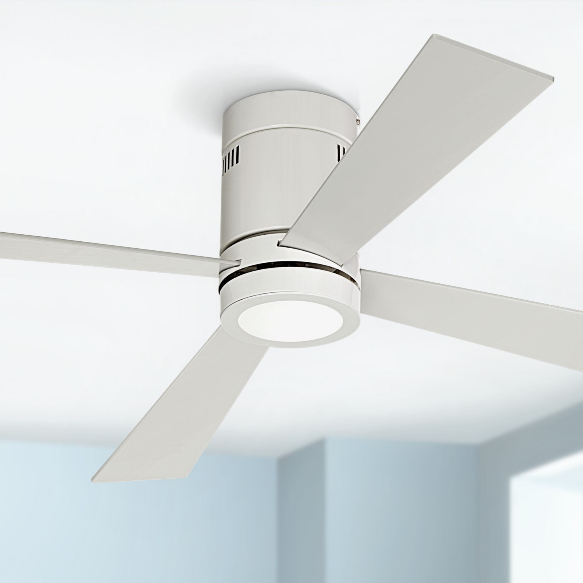White Flush Mount Ceiling Fan With Remote Control | Shelly Lighting