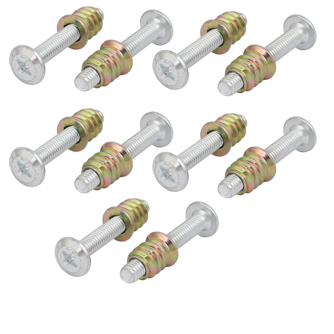 10pcs Wooded Furniture Connecting Fitting M6x40mm Philips Bolt w Insert ...