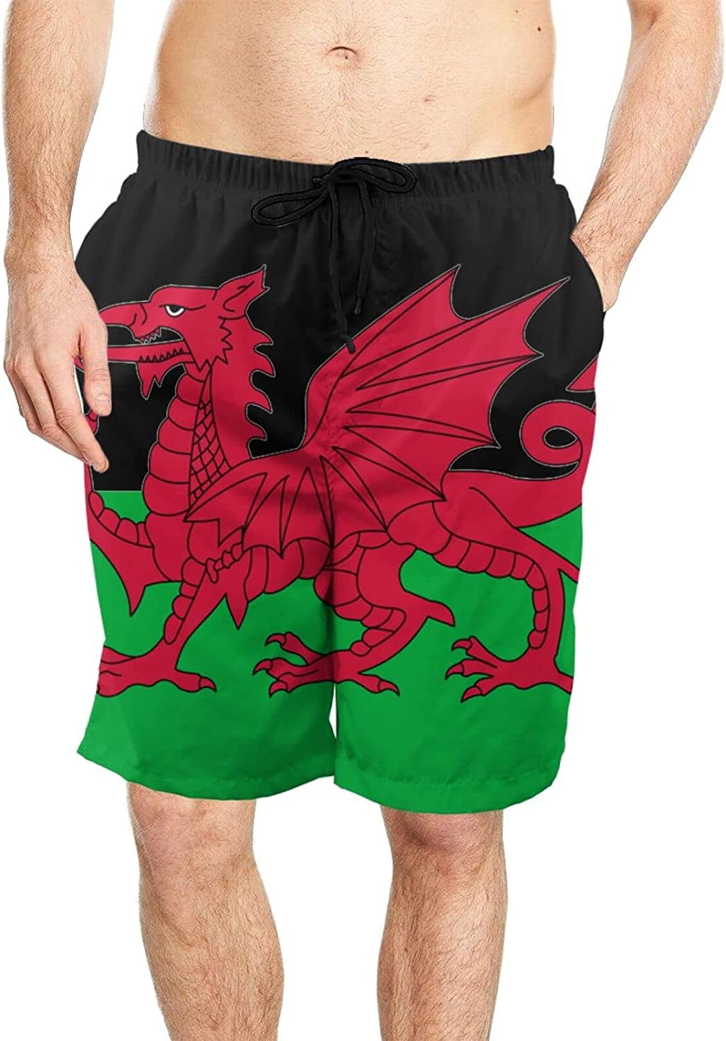Men's Welsh Flag Quick Dry Surf Swim Trunks Beach Board Shorts Pants ...