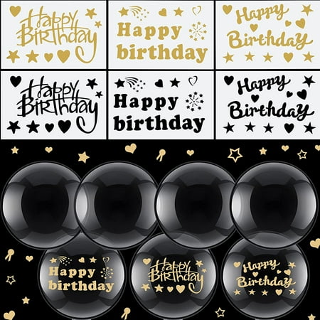 12 Pieces Birthday Bobo Balloon Stickers and 30 Pieces 10 Inch Bubble ...