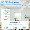 52” Smart Wood Flush Mount Ceiling Fans with Lights Remote,Quiet DC ...