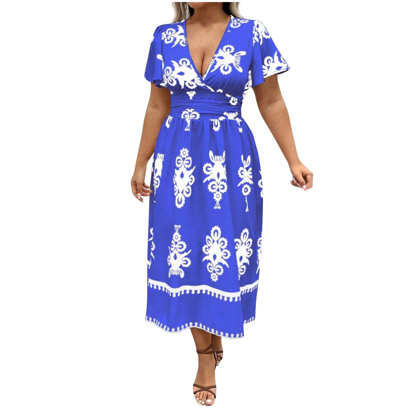 Click here for Uppada Womens Plus Size Maxi Dress Summer Casual F... prices