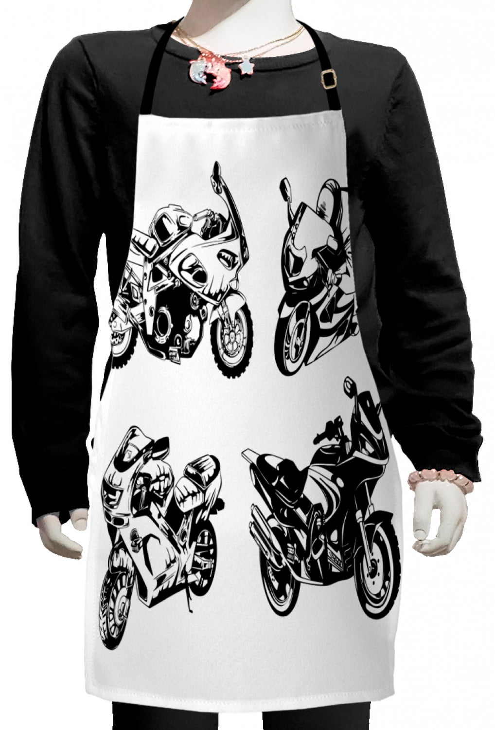 Motorcycle Kids Apron, Cartoon Motorbike Speed Race Sport Hobby ...