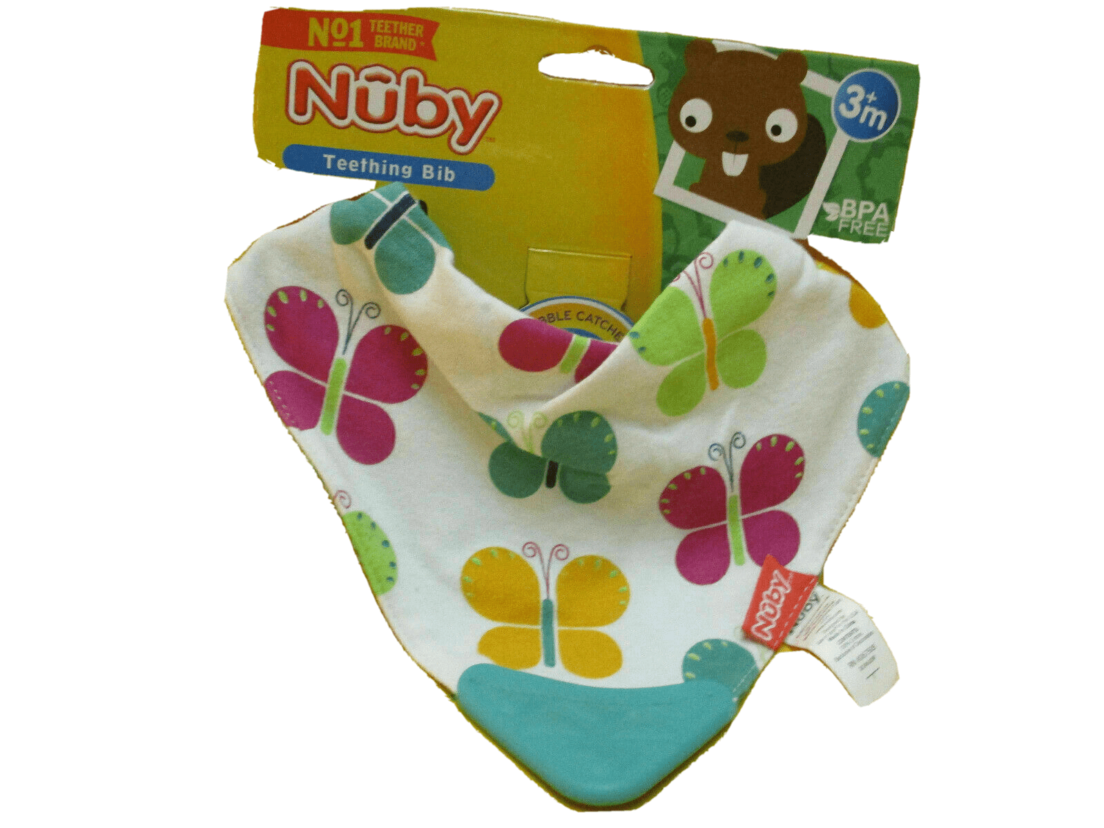 Nuby Reversible Butterfly Teething Bib - Dribble Catcher with Teething ...