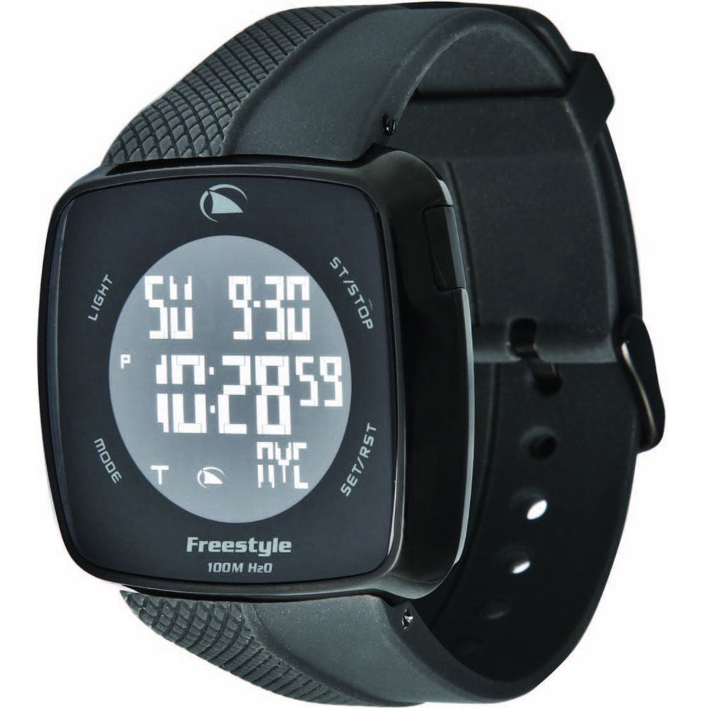 FS84915 Men's The Tangent Digital Black Dial Black Rubber Strap ...