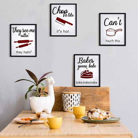 6 Pieces Funny Kitchen Wall Art Retro Vintage Inspirational Kitchen ...
