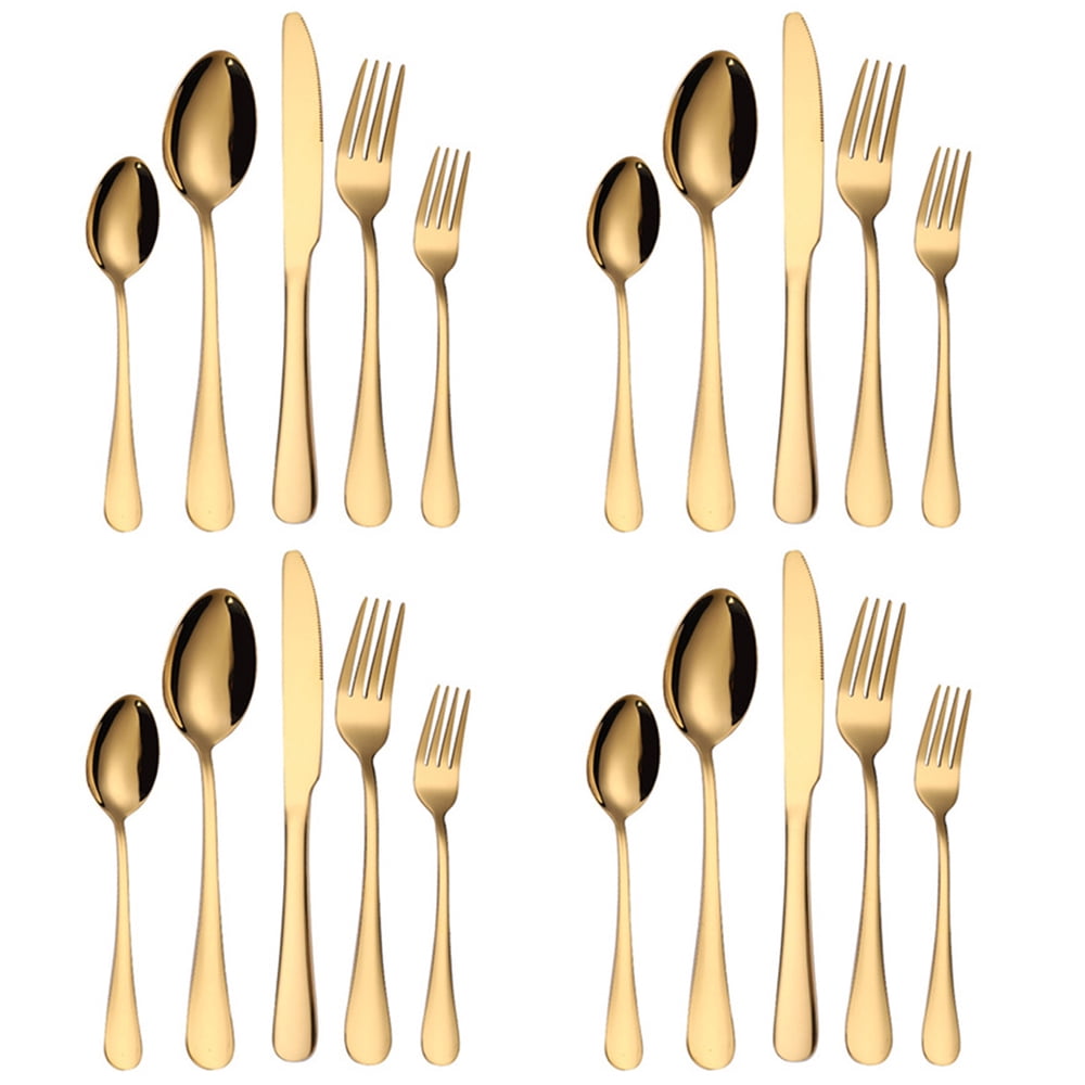 Matte Gold Stainless Steel Flatware Set For Home Kitchen 20PCS ...