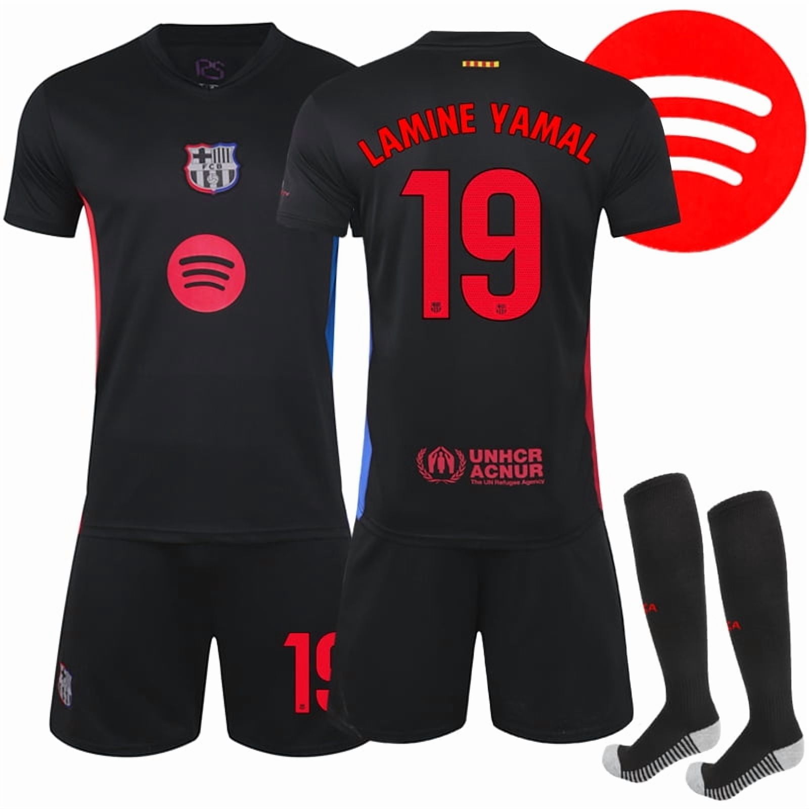 2025 Nouvel Uniforme de Soccer Publicité Barcelona Extérieur No. 19 Lamine Yaml Maillot de Sport ...