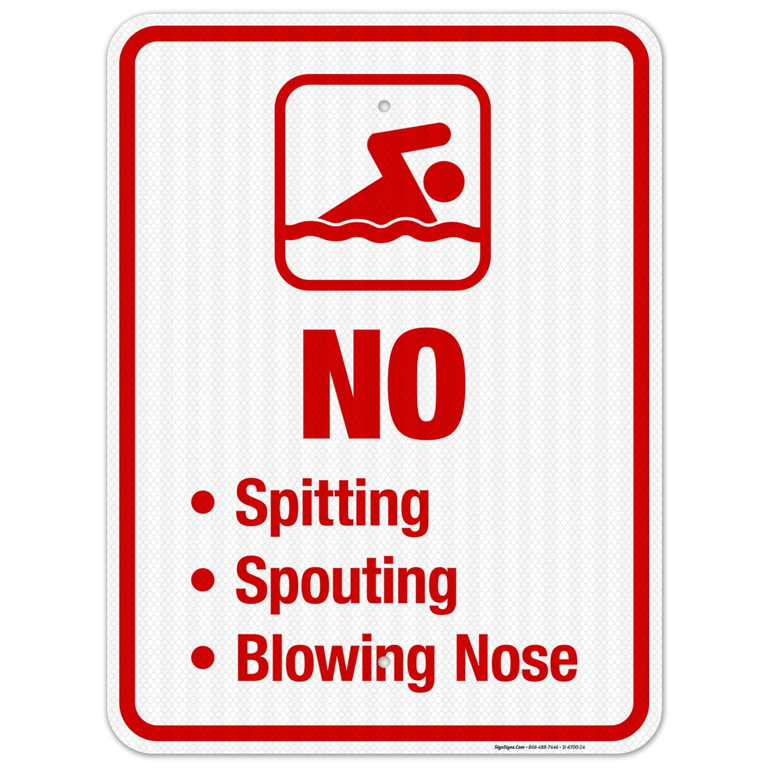 No Spitting Spouting Blowing Nose Sign, Pool Sign, - Walmart.com