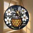 Bee and Flower Honeycomb Stained Glass Look Panel, Decorative Garden ...