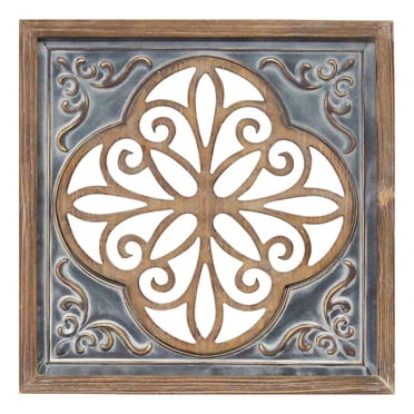 Stratton Home Decor Farmhouse White Framed Metal Flower Wall Decor ...