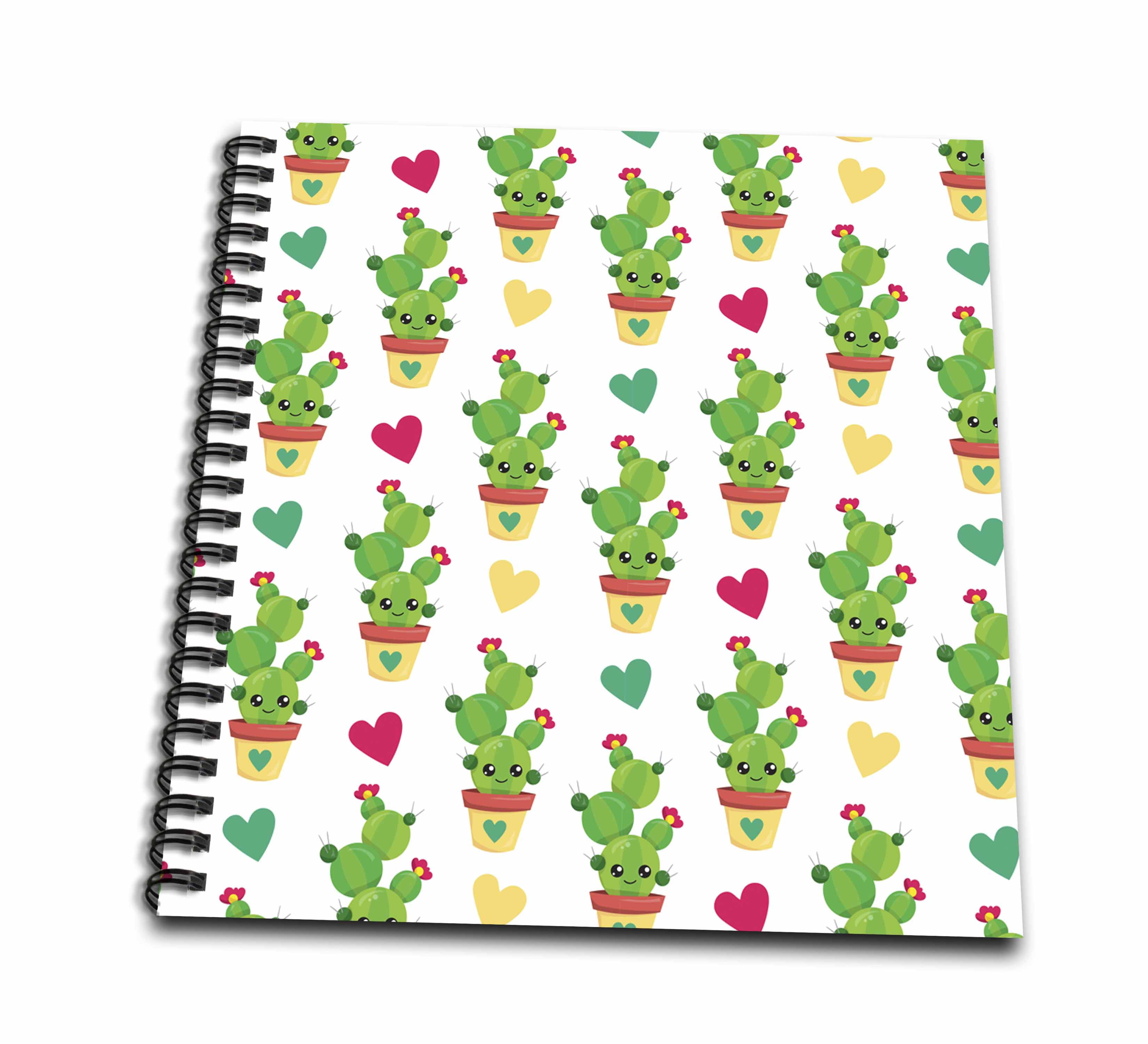 Cute Smiling Cactus In Flower Pots With Hearts Pattern Drawing Book 8 x ...