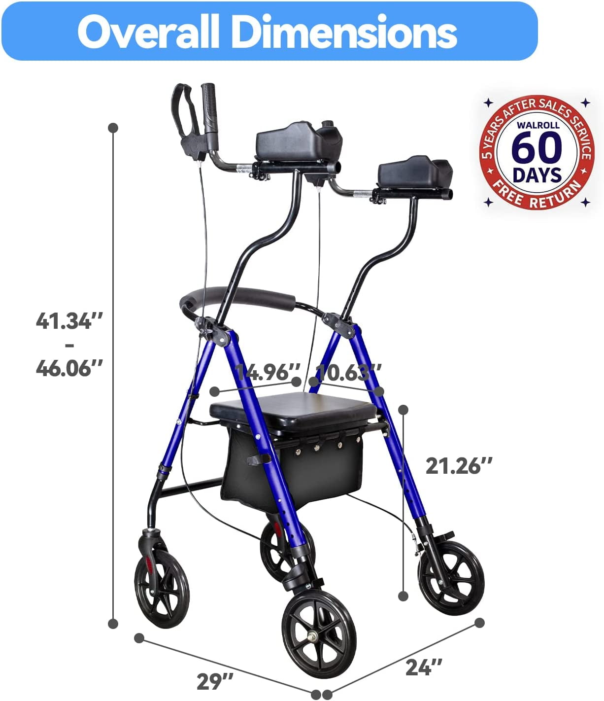 Buy Seekfancy Walkers Upright Rollator Walker, Walkers for Seniors ...