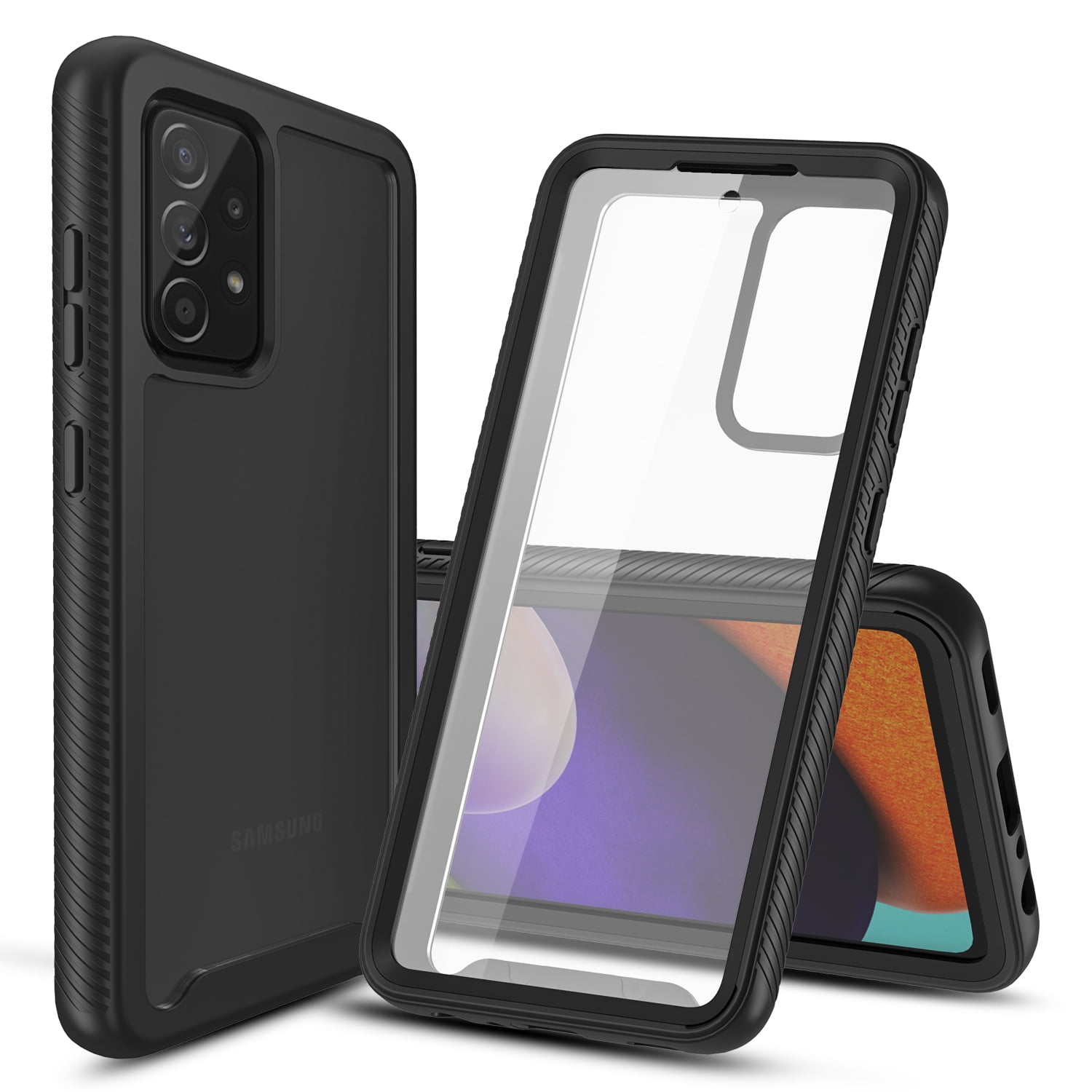 CBUS Heavy-Duty Phone Case with Built-in Screen Protector Cover for Samsung Galaxy A52 5G (Black ...