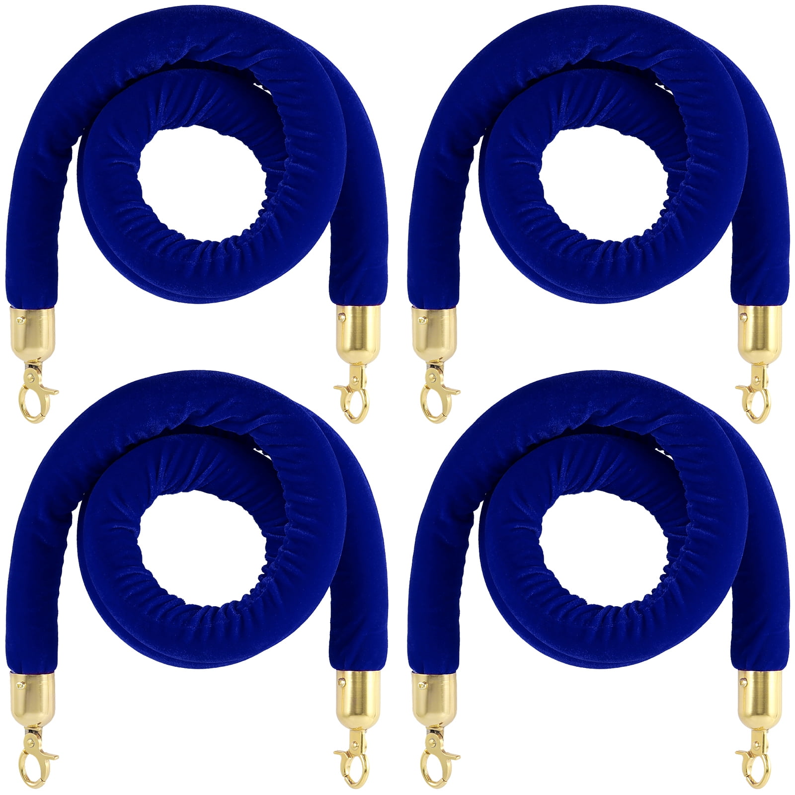SEUNMUK 4 Pack 6.5ft Blue Velvet Stanchion Rope, Crowd Control Rope ...