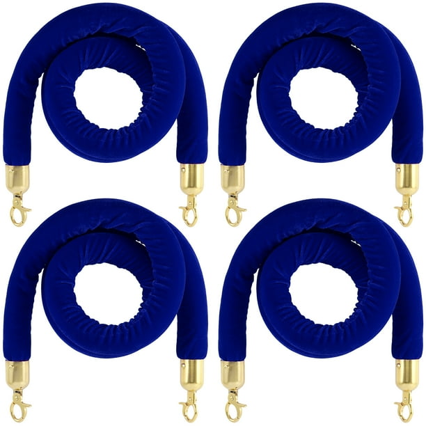 SEUNMUK 4 Pack 6.5ft Blue Velvet Stanchion Rope, Crowd Control Rope ...