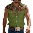 Conairie Mens Western Shirts Embroidered Cowboy Sleeveless Button ...