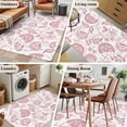 Area Rug 3x5ft Vintage Pink Flower Leaf Area Rugs Washable Low Pile ...