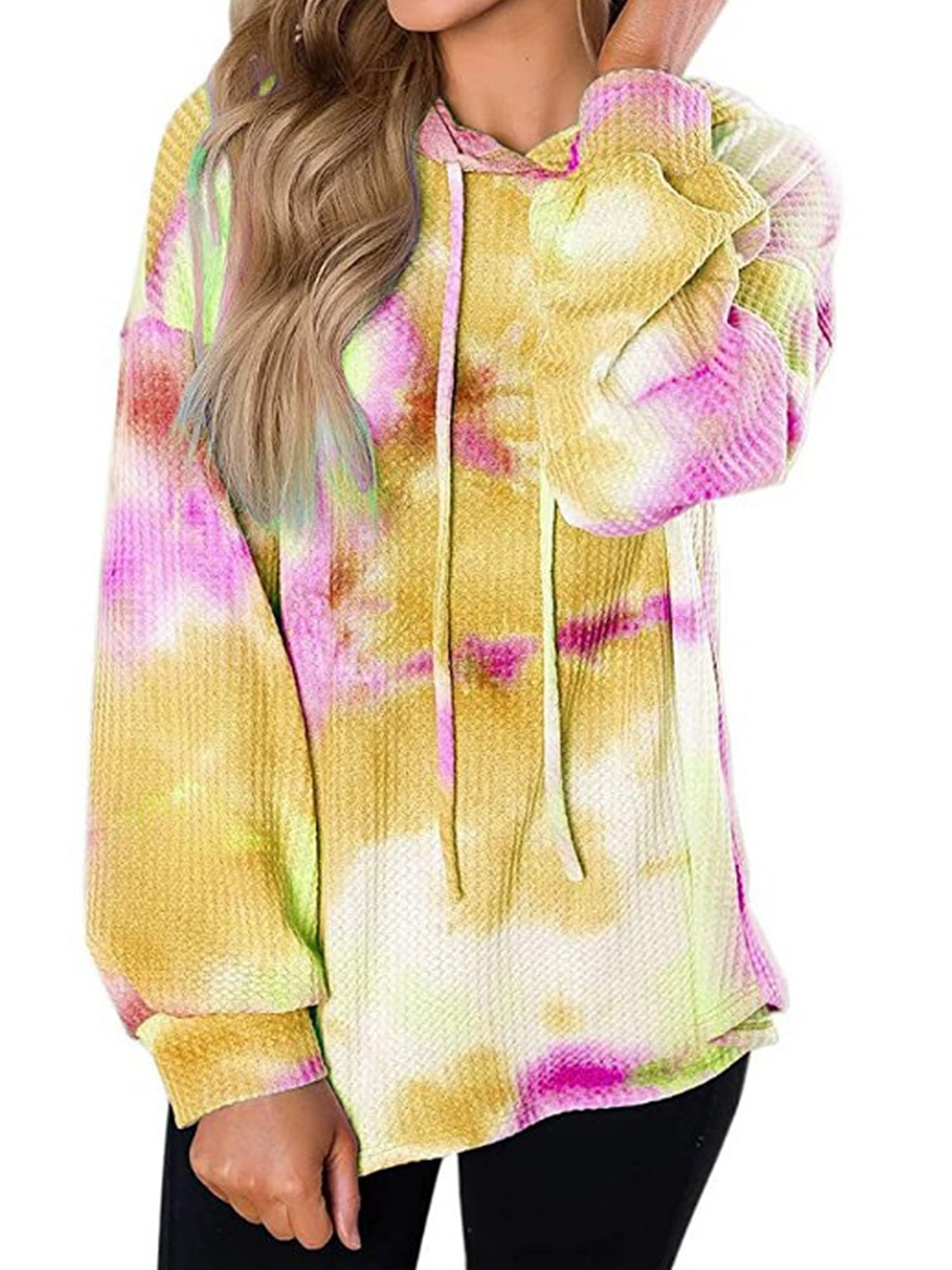 Womens Tie Dye Hoodie Sweater Casual Long Sleeve Tops Sweatshirt Color
