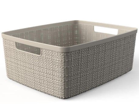 Curver Jute Basket Medium, Resin Plastic Storage Bin, Papyrus Beige ...