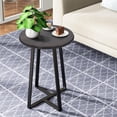 Round End Table, Small Side Table Grey Color MDF Top, Metal Frame Black ...