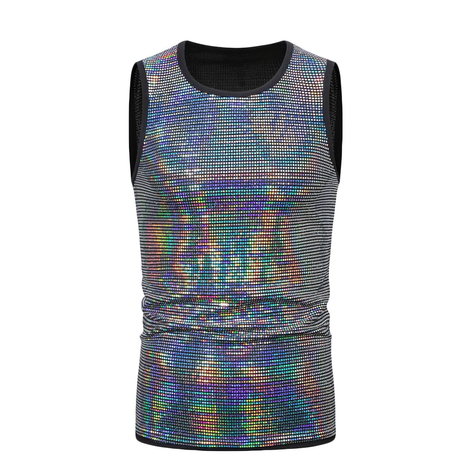 Click here for Faiwad Glitter Camisole For Men Sparkly Sequin Tan... prices