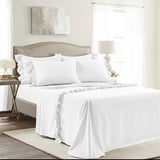 Lush Decor Solid Print Polyester Sheet Sets, Full, White, 6-Pieces ...
