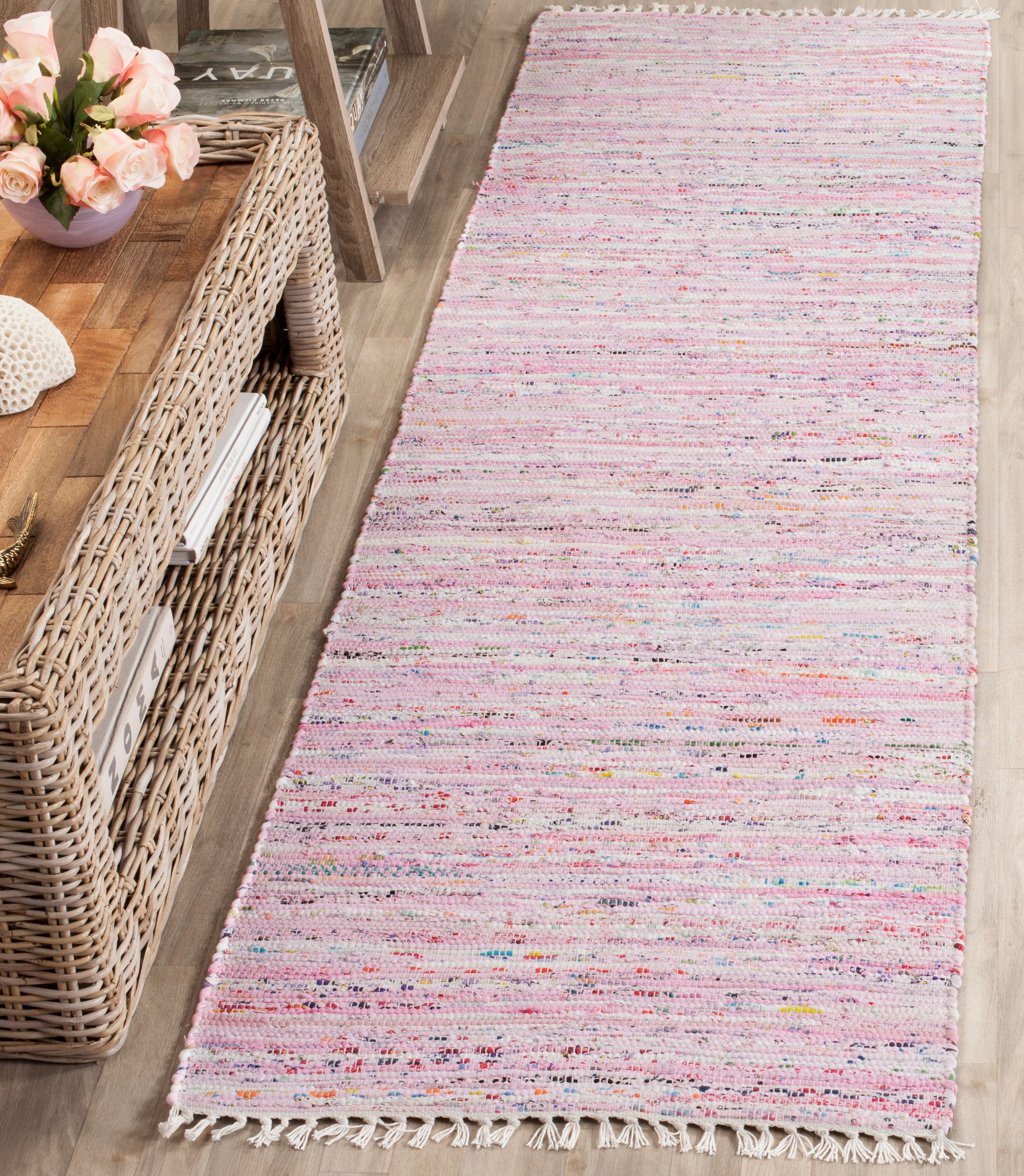 SAFAVIEH Rag Skylar Striped Cotton Runner Rug Light Pink Multi 2 3 X safavieh-rag-skylar-striped-cotton-runner-rug-light-pink-multi-2-3-x