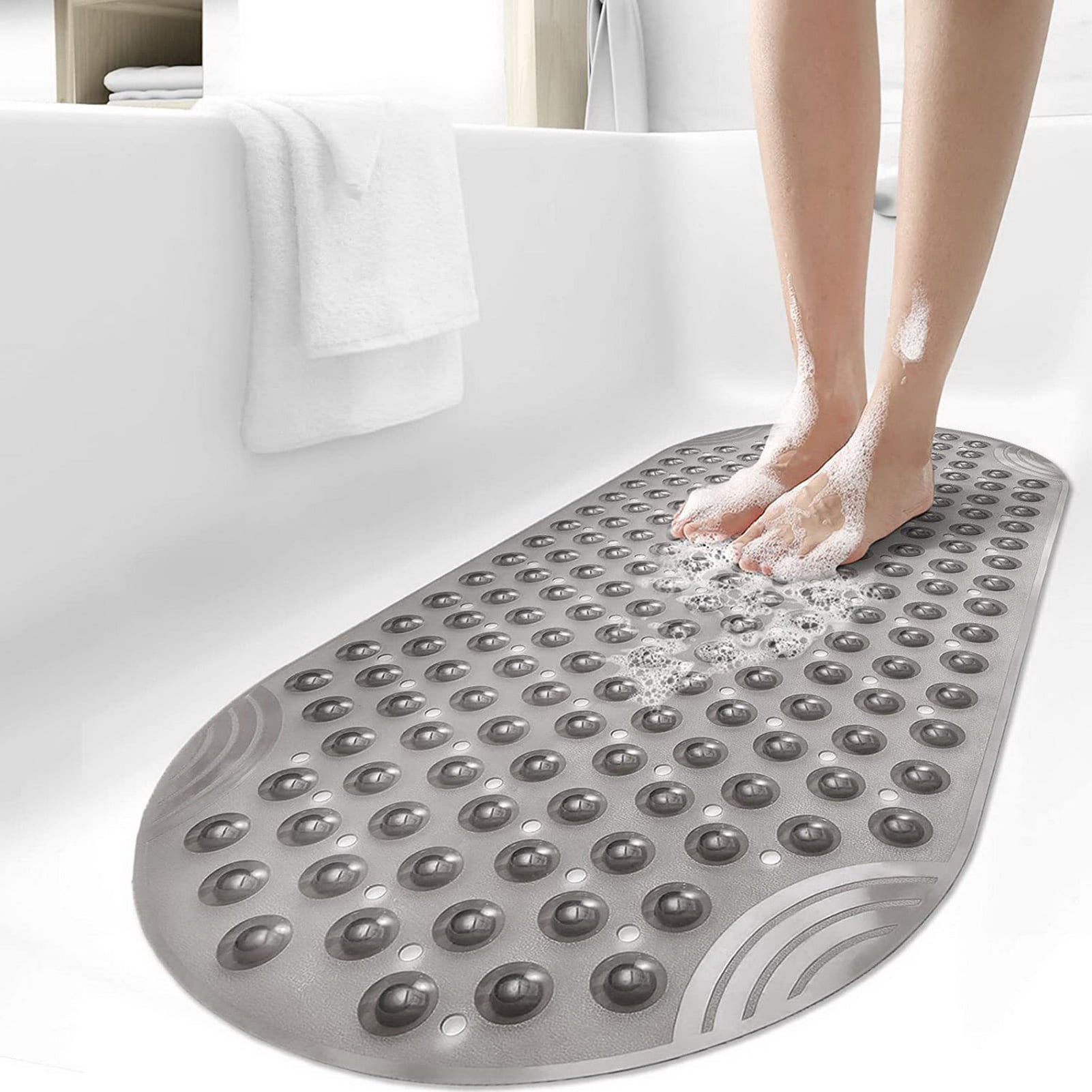 Washranp Shower Safety Mat with Drain Holes,Extra Large PVC Anti-Slip ...