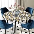 Abstract Art Round Table Cover, Modern Diamond Patterns Yellow Grey ...