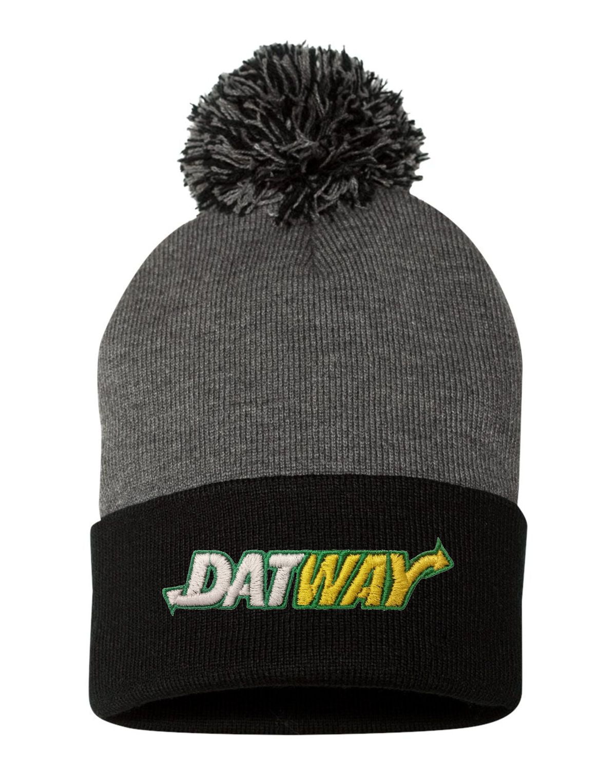 Adult Datway Embroidered Knit Beanie Pom Cap - Walmart.com