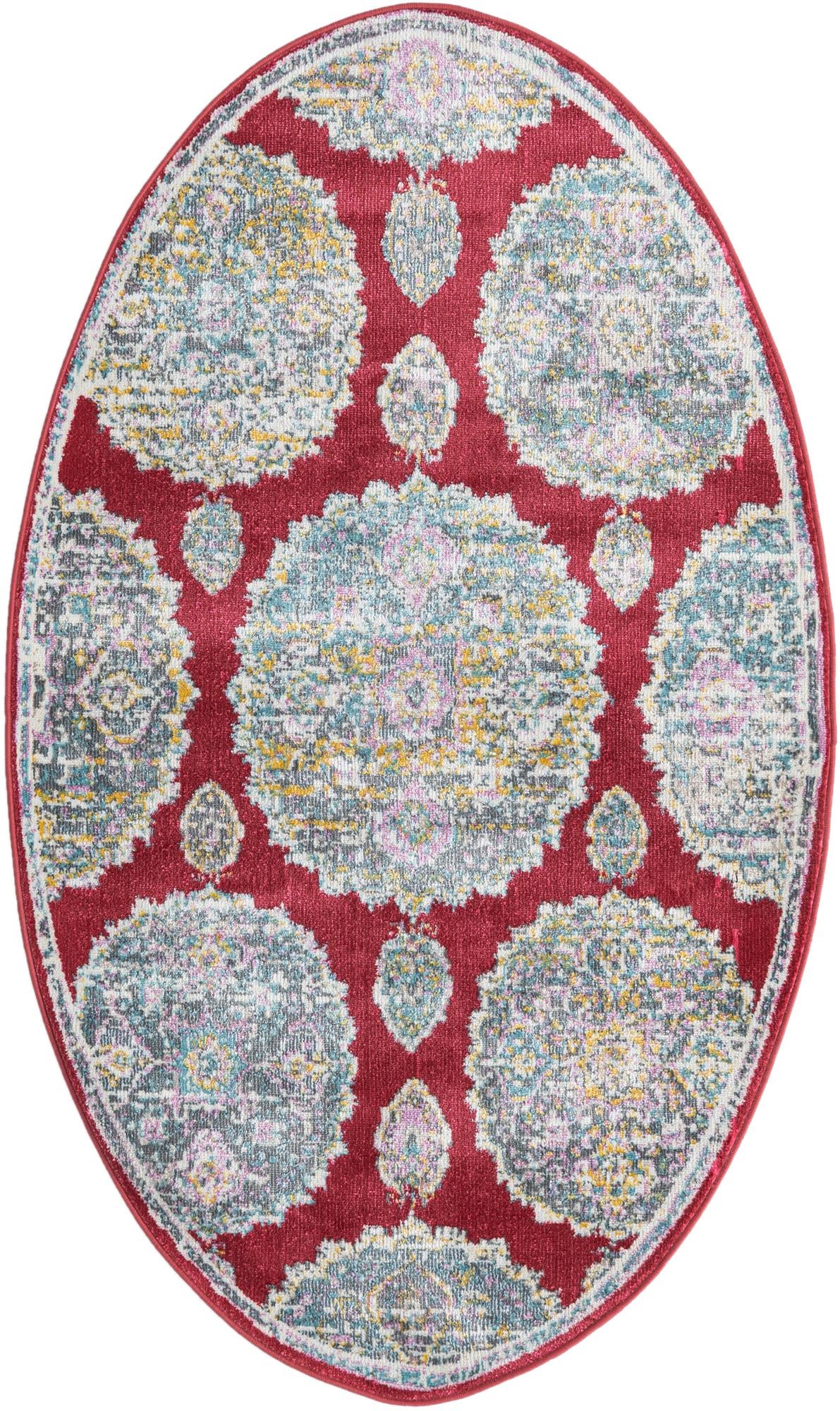 Rugs.com Paragon Collection Rug – 3' x 5' Oval Red Medium-Pile Rug ...
