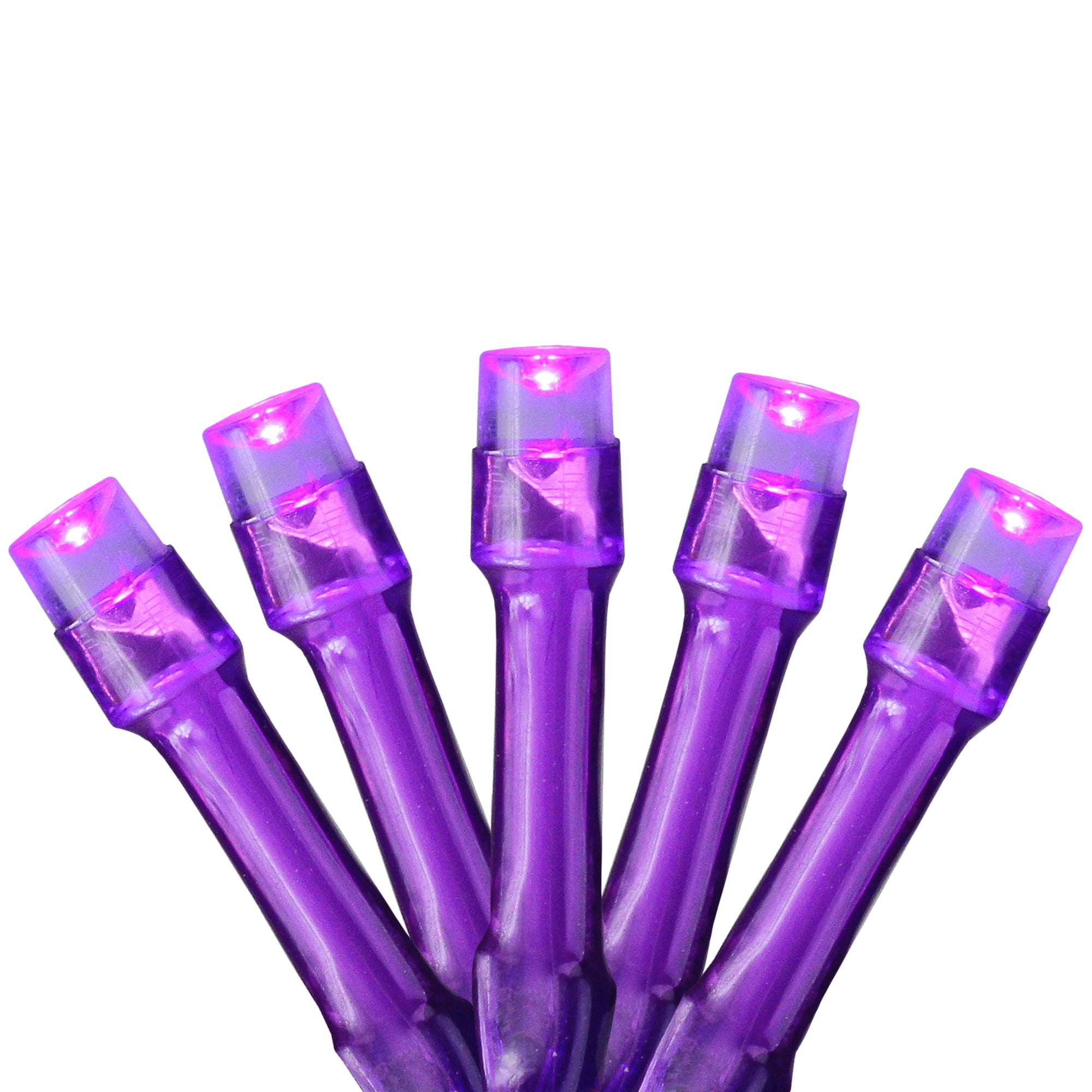 20 Battery Operated Purple LED Wide Angle Christmas Lights - 7 ft ...