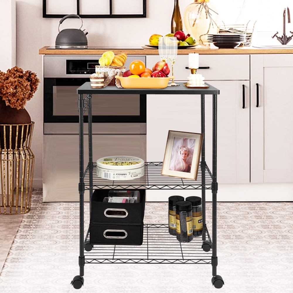 SESSLIFE 3 Tiers Kitchen Storage Cart, Kitchen Island, Oven Stand ...