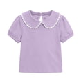 2026 Girl's Summer Tops Casual Sweet and Cute Solid Color Short Sleeves ...