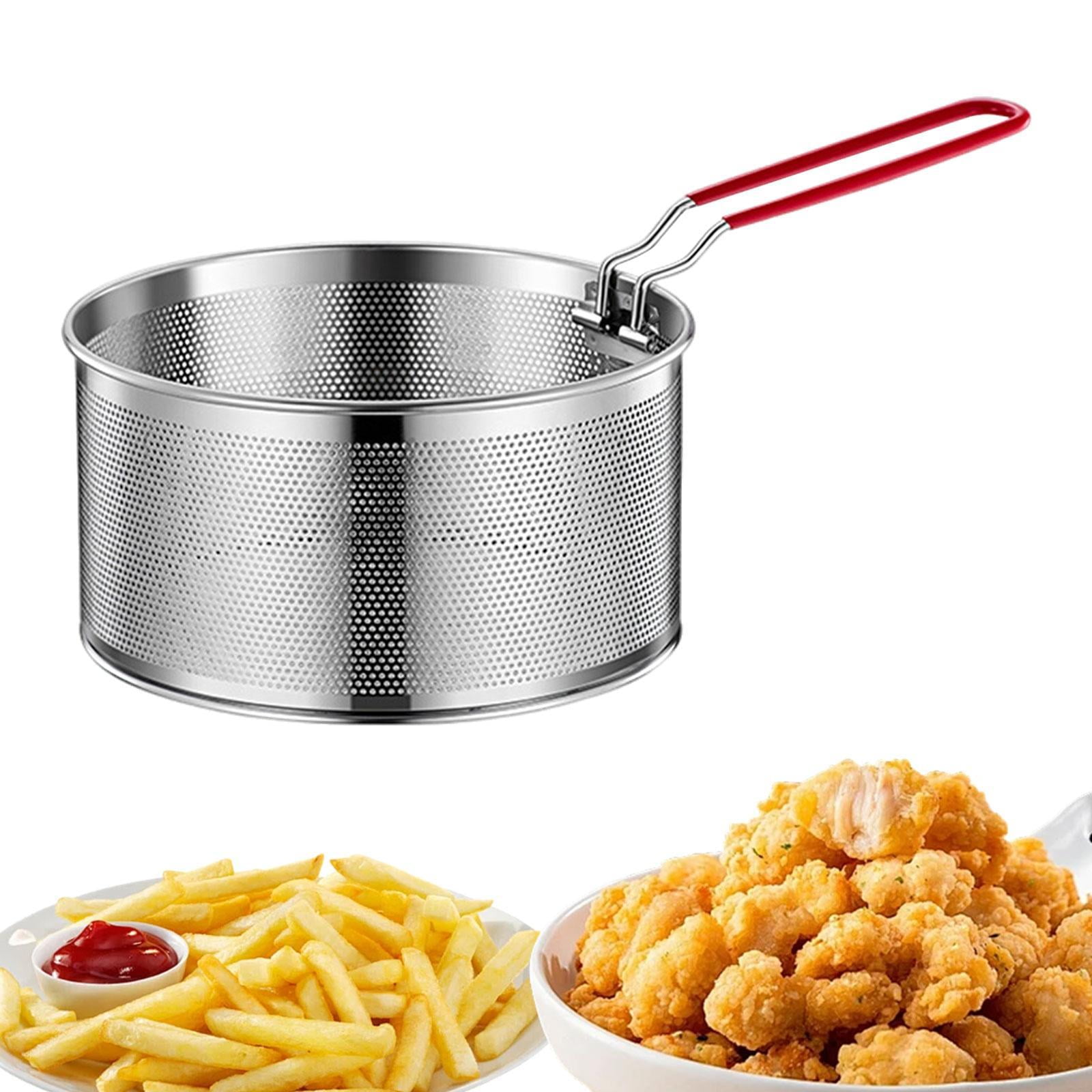 Cesta para freír de acero inoxidable con asa, red para freír patatas ...