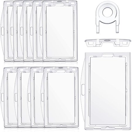 10 Pieces Locking ID Badge Holder Clear Hard Plastic Badge Holder Top ...