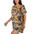 Cute Puppy Dog Women’S Short-Sleeved Pyjama Set Round-Neck Loungewear ...
