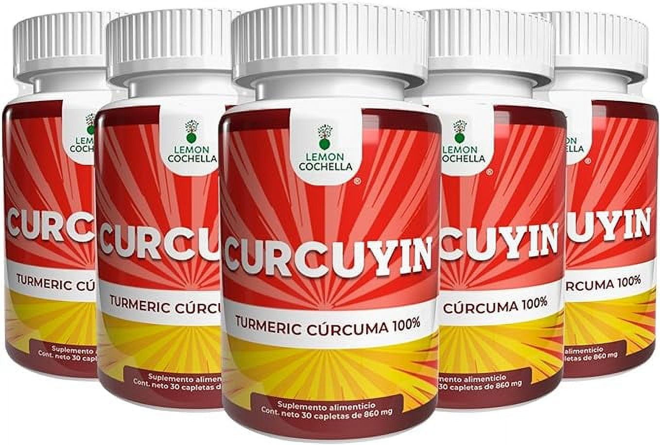 5 PACK - Curcuyin - 30 capletas de 860 mg, producto natural Turmeric ...