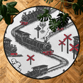 CURLYOOT Round Rug 3ft Steam Train Vintage Area Rug, Washable Circle ...