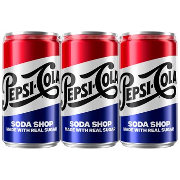 Pepsi Cola Refreshing Soda, Small 7.5 Ounce Mini Cans, Pack of 10 ...