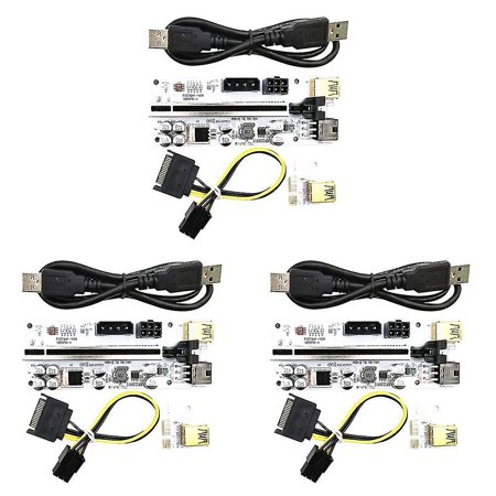 3pcs Ver010-x Riser Pci-e X1 To Pcie X16 Graphics Card Black+white ...