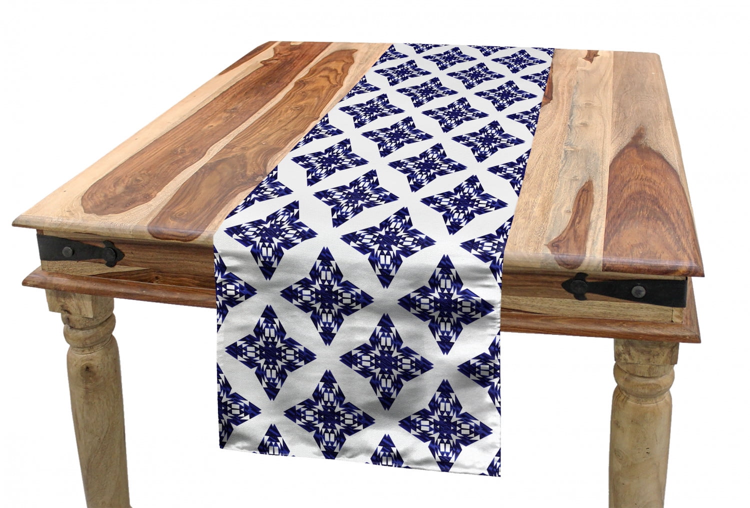 Ethnic Table Runner, Victorian Abstract Star Forms Moroccan Shabby ...