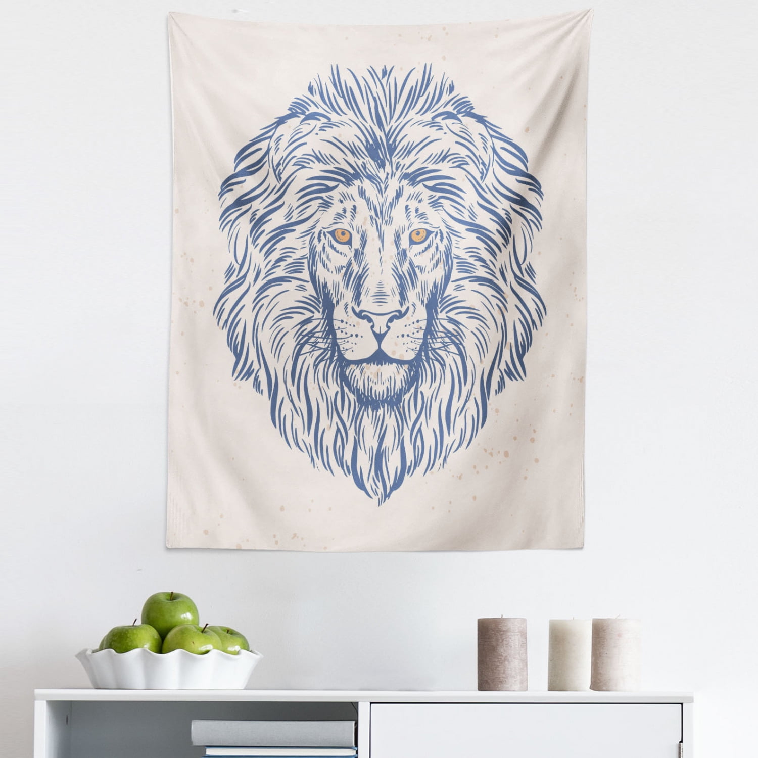 Lion Tapestry, Portrait of a Lion of the Forest Wildlife Animal Zodiac ...