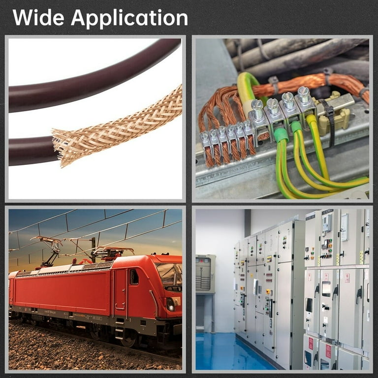 Flat Braided Wire Contacts 1m 3.3ft, 22mm Flat Copper Braid Cable,Bare ...