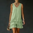 Admvng Womens Dress Tiered Ruffle V Neck Sleeveless Summer Comfy Double ...