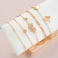 4Pcs Gold Holiday Beach Butterfly Anklet Set Round Bead Peach Heart ...