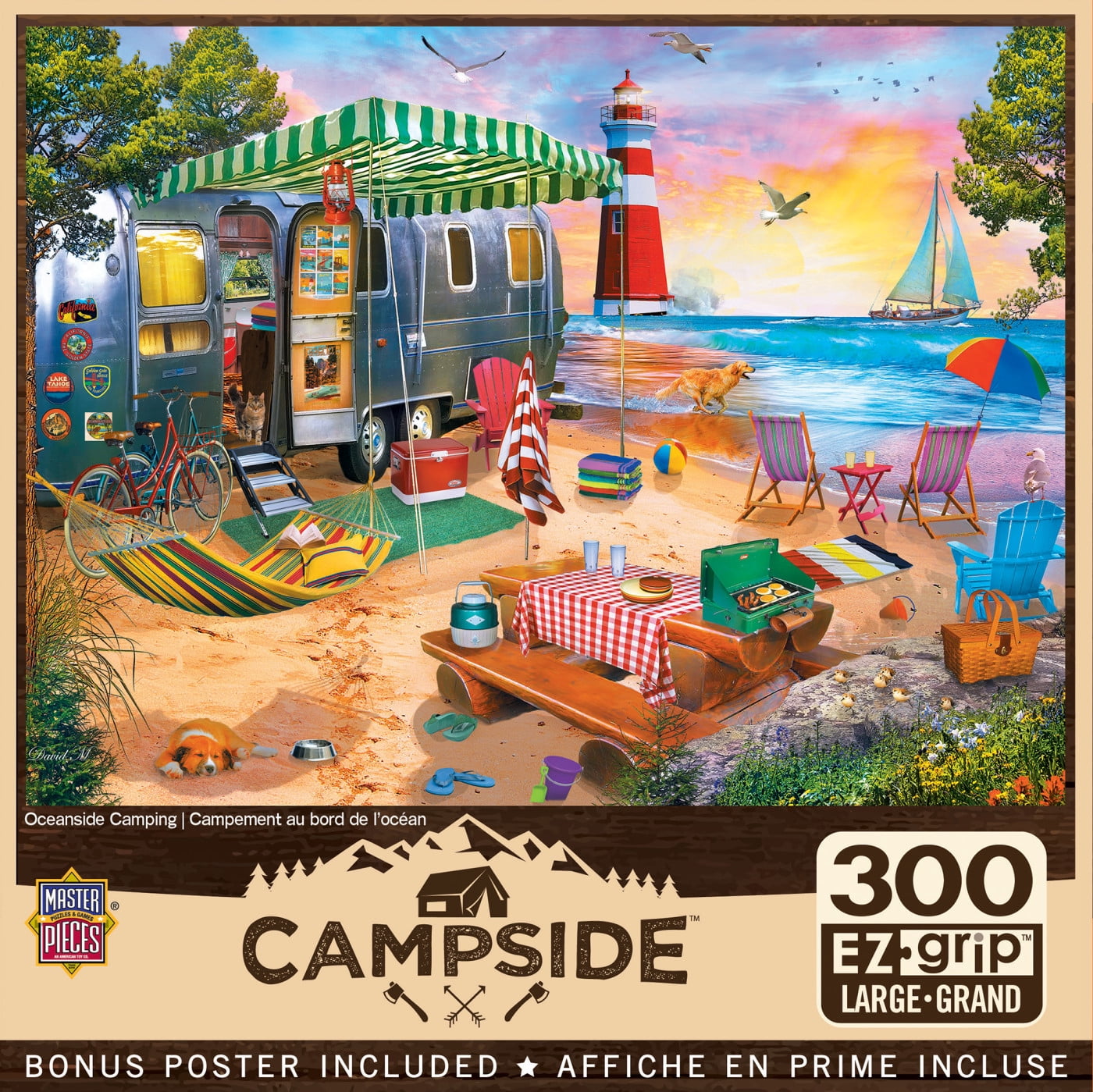 MasterPieces 300 Piece EZ Grip Jigsaw Puzzle - Oceanside Camping - 18 ...