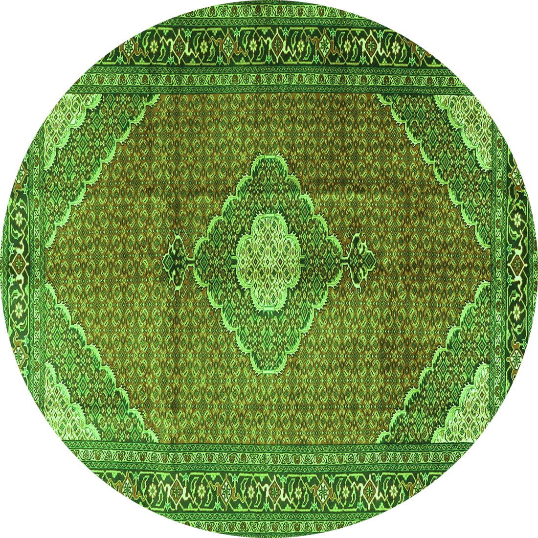 Ahgly Company Indoor Round Medallion Green Traditional Area Rugs, 5 ...